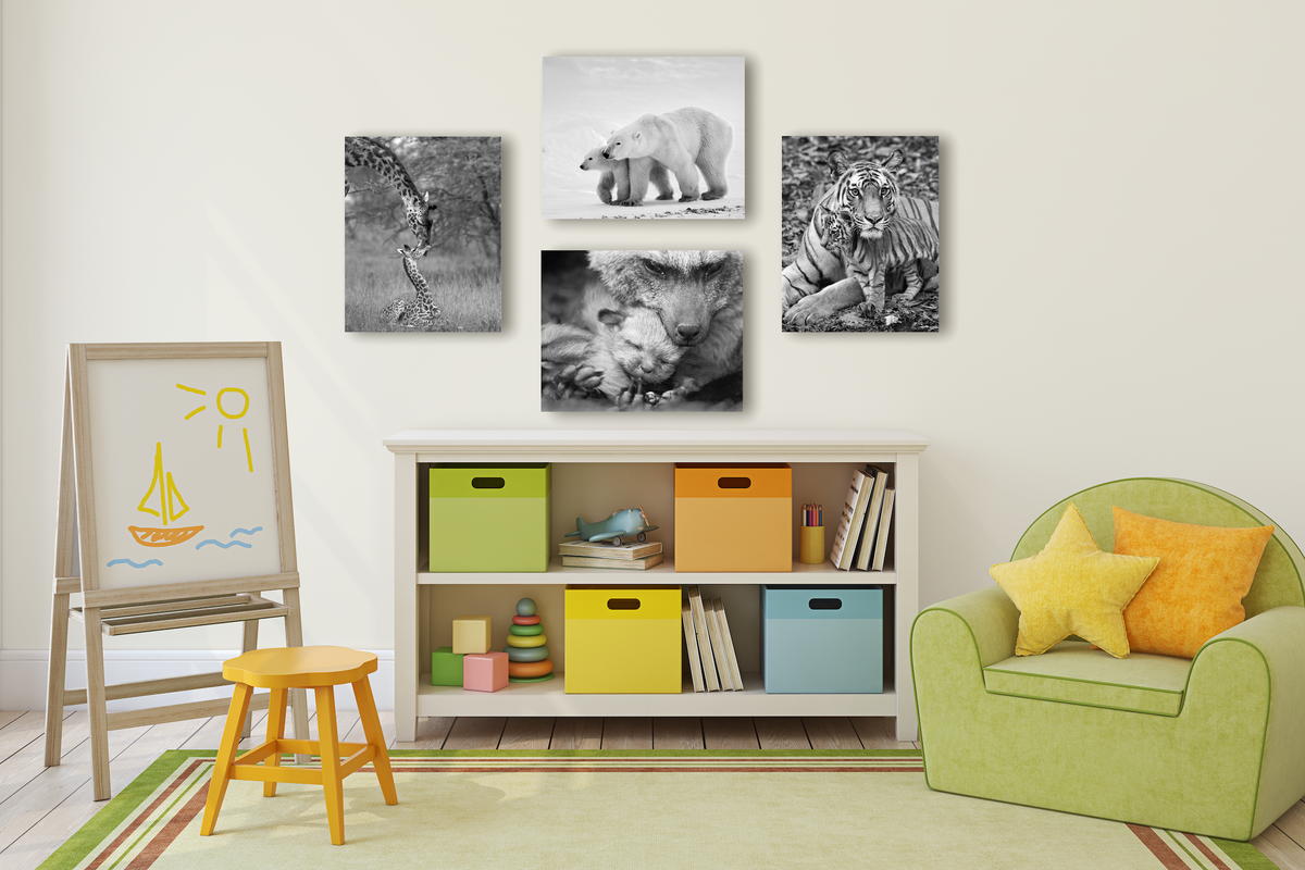 Mom and Baby Animals Photo Set (Black and White) – Baby Animal Prints ...